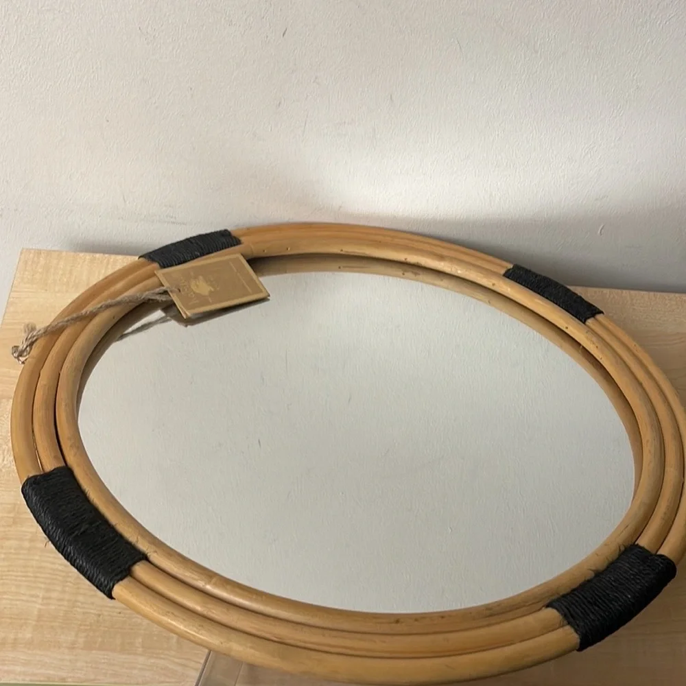 Wall Decor | Decorative Rattan Fontaine Wall Mirror With Black Cording ...